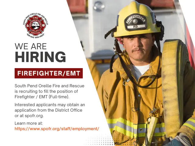 Job Announcement - Firefighter / EMT Full-time - South Pend Oreille ...