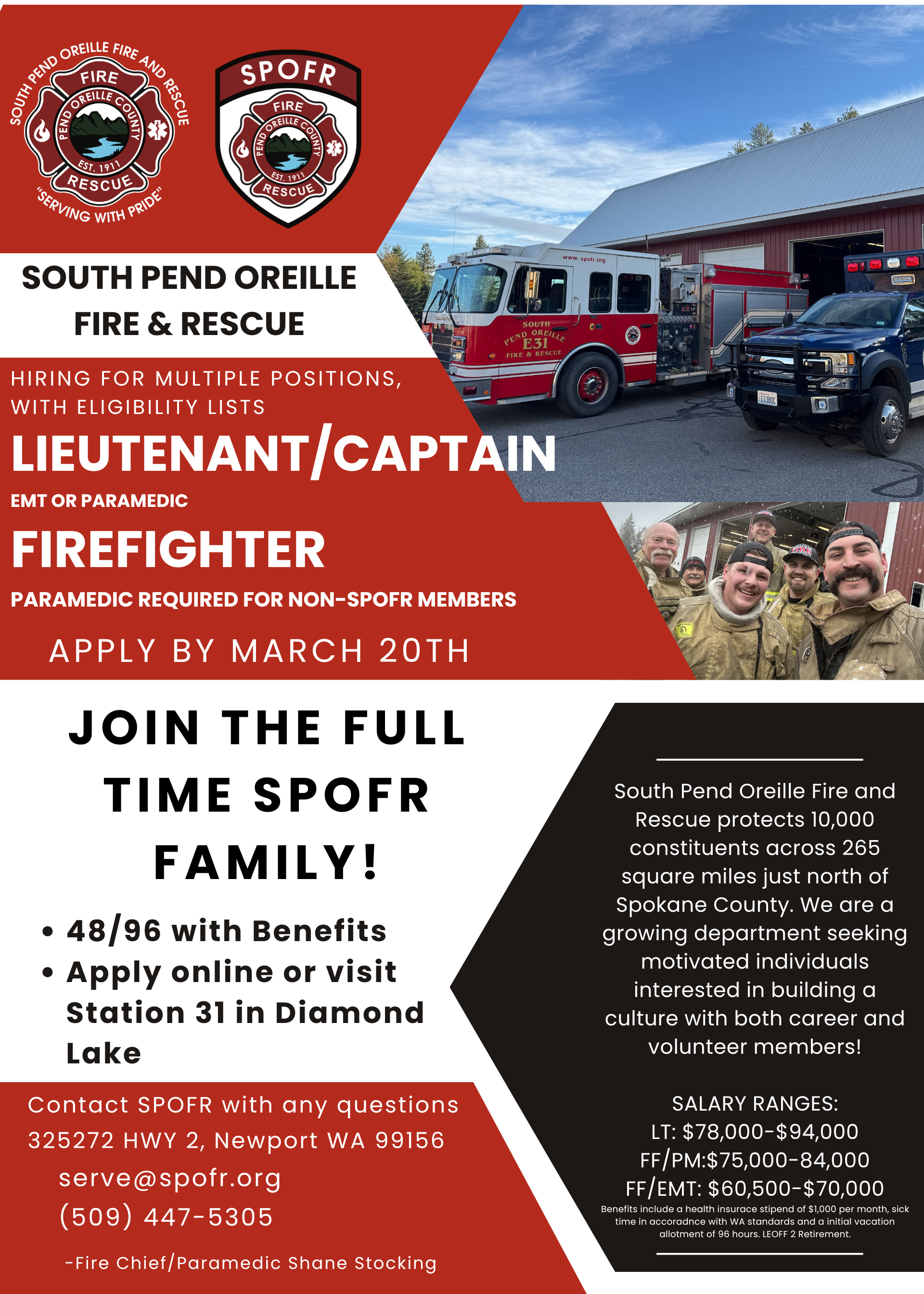 Job Announcement - Fire Lieutenant and Firefighter Paramedic - South ...